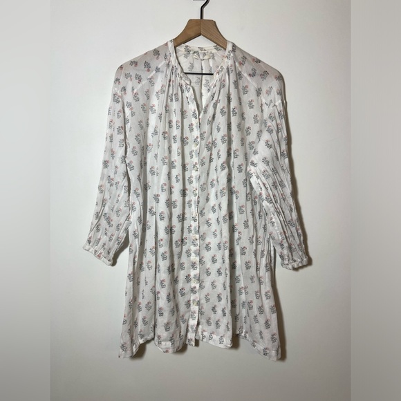 Doen | Tops | Doen Womens Floral Printed Organic Cotton Shirt Blouse ...